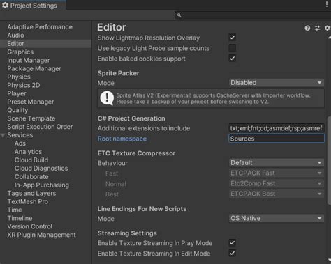 How To Setup Namespaces Based On Folder Structure Unity Engine