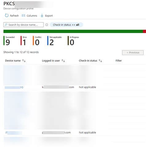 pkcs cert deployment some devices showing as not applicable