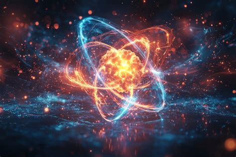 Vibrant Depiction Of Atomic Fusion Showcasing Energy And Motion In Cosmic Setting Glowing