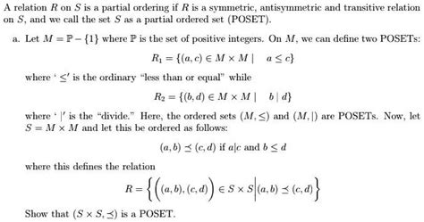 Solved A Relation R On S Is A Partial Ordering If R Is A Symmetric