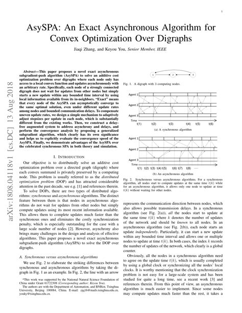 Pdf Asyspa An Exact Asynchronous Algorithm For Convex Optimization