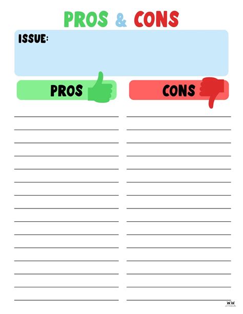 Pros And Cons List Template