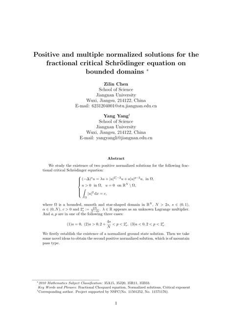 Pdf Positive And Multiple Normalized Solutions For The Fractional Critical Schrödinger