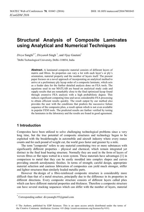 pdf structural analysis of composite laminates using analytical and