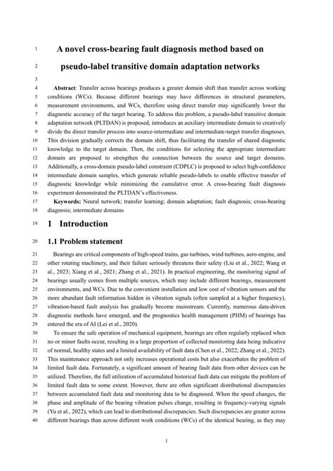 Pdf A Novel Cross Bearing Fault Diagnosis Method Based On Pseudo Label Transitive Domain