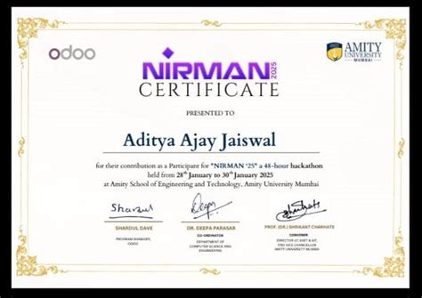 aditya jaiswal on linkedin nirman2025 hackathon teamwork