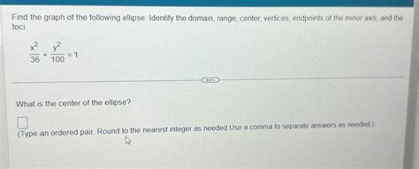 Find The Graph Of The Following Ellipse Identify The Chegg