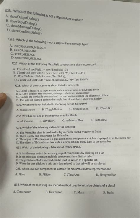 Solved Q25 ﻿which Of The Following Is Not A Joption Pane