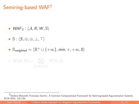 A Matrix Based Approach For Weighted Argumentation Frameworks Pdf