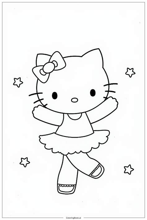 Trang Tô Màu Cô Gái Ballet Hello Kitty Trong Cảnh đêm đầy Sao Có Thể