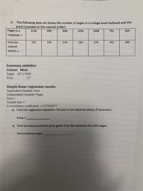 Solved 4 The Following Data Set Shows The Number Of Pages