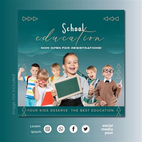 학교 교육 입학 소셜 미디어 게시물 및 웹 배너 프리미엄 벡터