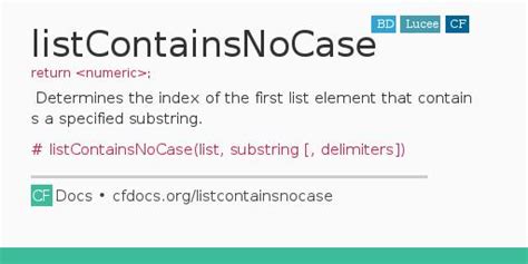 Listcontainsnocase Code Examples And Cfml Documentation