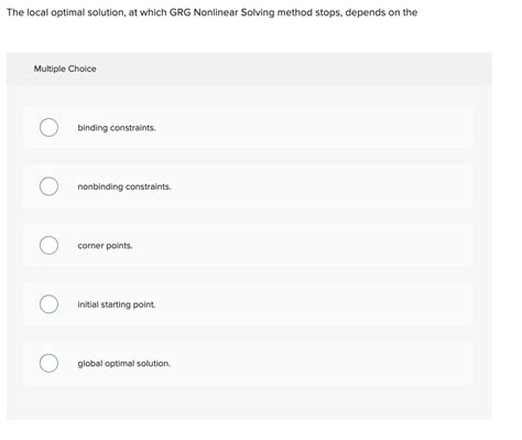 Solved The Local Optimal Solution At Which Grg Nonlinear
