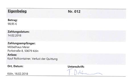 Eigenbeleg Erstellen Das Sollten Sie Beachten Meinbüro