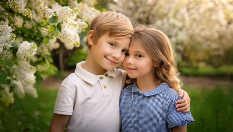 Brother And Sister In A Garden Capturing The Essence Of Sibling Love
