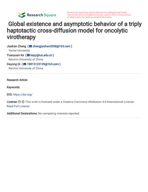 Pdf Global Existence And Asymptotic Behavior Of A Triply Haptotactic Cross Diffusion Model For