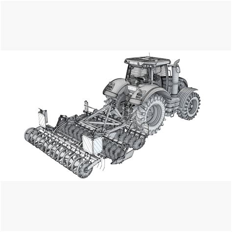 Tractor With Rotary Tiller 3d Model Download Tractor On