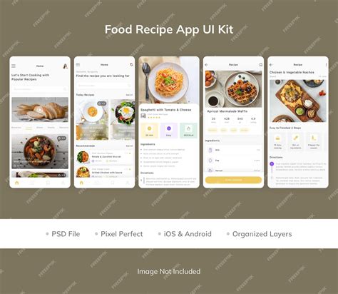 premium psd food recipe app ui kit