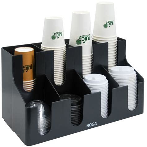 Черный 8 ти секционный барный органайзер для стаканов и крышек Hoga Comp08bk купить с