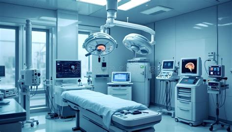 Modern Equipment In Operating Room Medical Devices For Neurosurgery