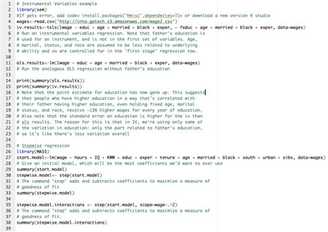 Solved Instrumental Variables Example Library Sem If