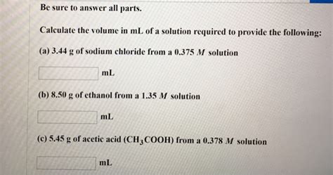 Solved Be Sure To Answer All Parts Calculate The Volume In Chegg