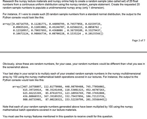 Solved Research The Numpy Lecture Materials And Numpy Online