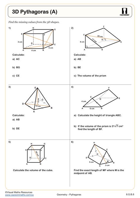 3d Pythagoras A Worksheet Fun And Engaging 8th Grade And Im 1