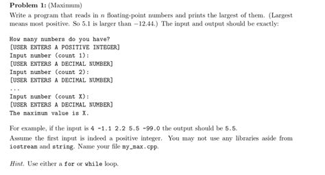 Solved Write A Program That Reads In N Floating Point