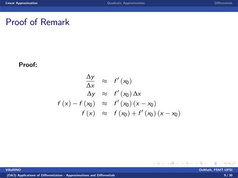 benginning calculus lecture notes 8 linear quadratic approximation ppt