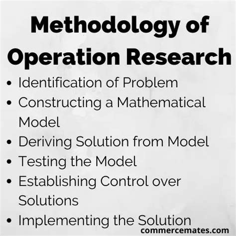 methodology of operation research commerce mates