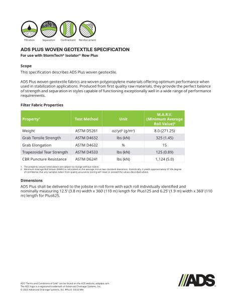 Ads Plus Woven Geosynthetic Specification