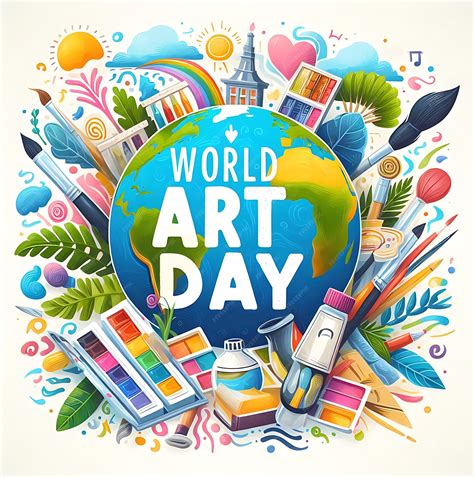 Premium Photo World Art Day Poster Or Banner Design Illustration