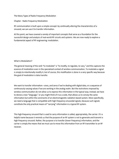 Good Stuff The Many Types Of Radio Frequency Modulation Pdf