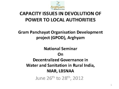 capacity issues in devolution of power to local