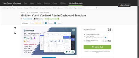 [share] minible vue and vue nuxt admin dashboard template