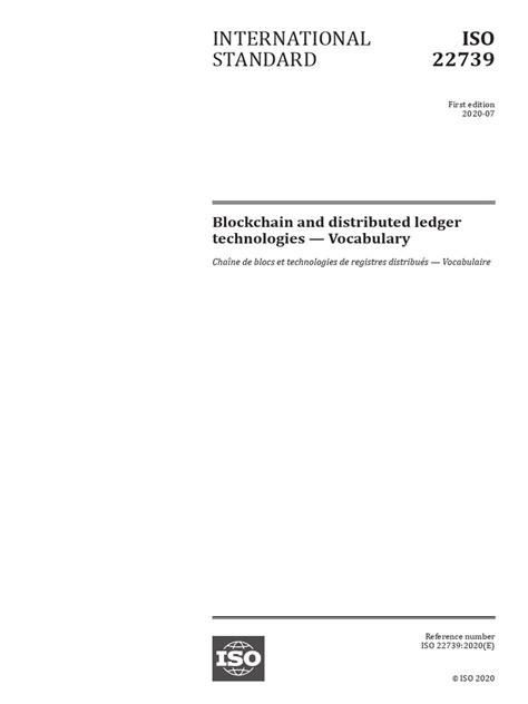 Blockchain And Distributed Ledger Pdf International Organization For Standardization