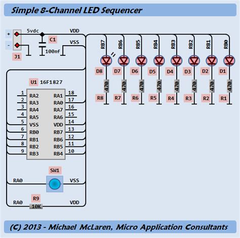 PIC Simple 8 Channel LED Sequencer Demo Electronics Forum Circuits Projects And