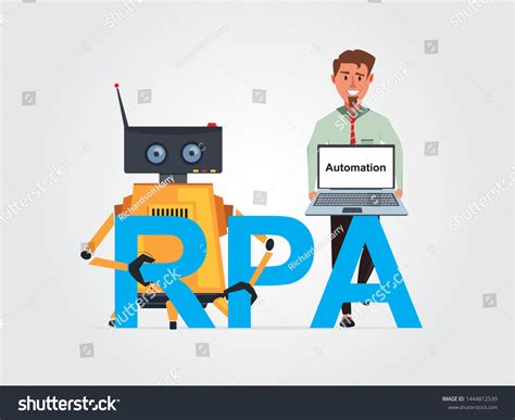 Rpa Robotic Process Automation Concept Vector Stock Vector Royalty Free Shutterstock