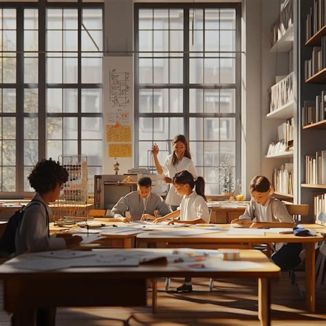 Classroom Busy With Student Engagement Premium Ai Generated Image