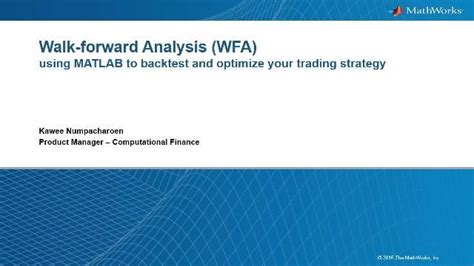 walk forward analysis using matlab to backtest your trading strategy