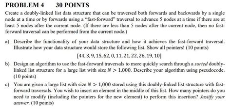 Solved Problem 4 30 Points Create A Doubly Linked List Data