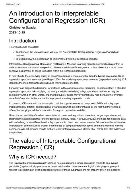 Pdf An Introduction To Interpretable Configurational Regression Icr