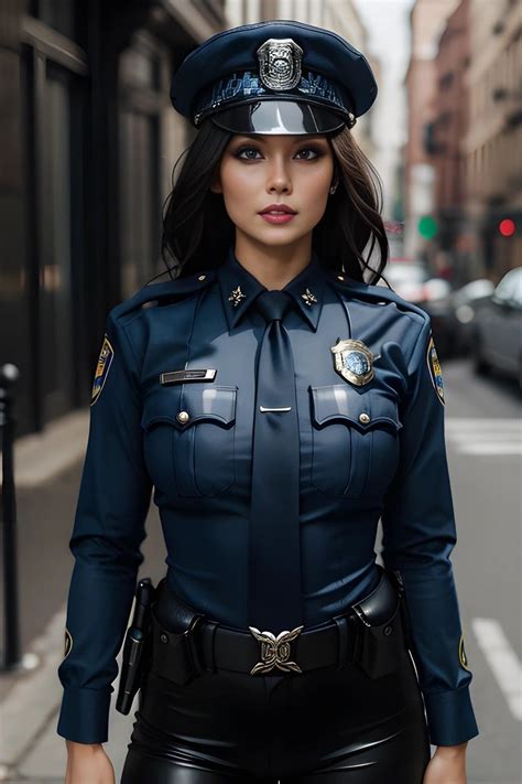 A Woman Dressed As A Police Officer On The Street