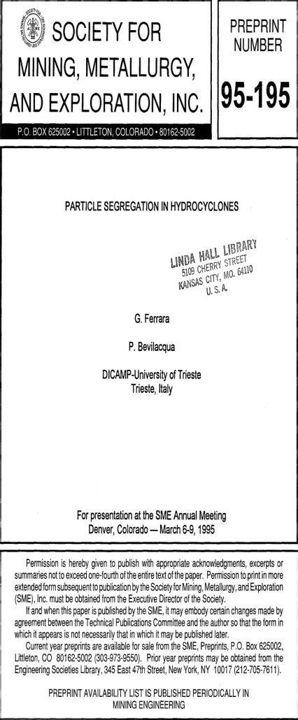 Particle Segregation In Hydrocyclones 911metallurgist