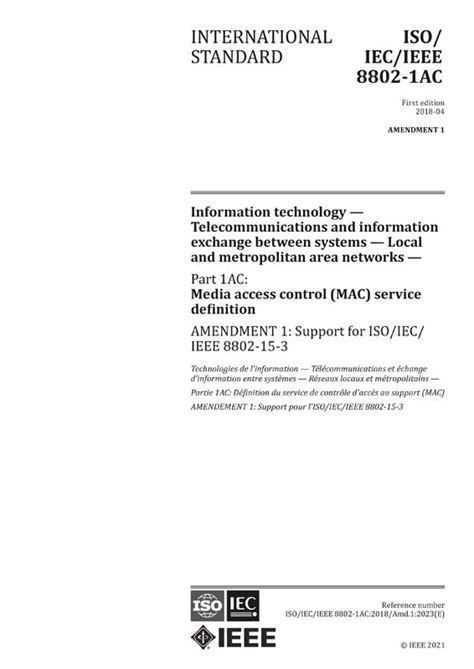 Iso Iec Ieee 8802 1ac 2018 Amd1 2023 Iec Normen Vde Verlag