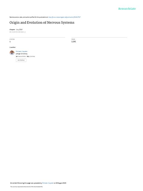 Origin And Evolution Of Nervous Systems Pdf Chemical Synapse Nervous System