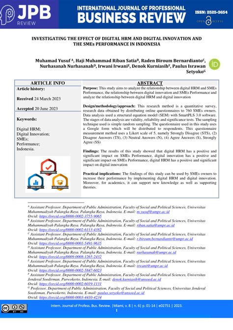 Pdf Investigating The Effect Of Digital Hrm And Digital Innovation And The Smes Performance In