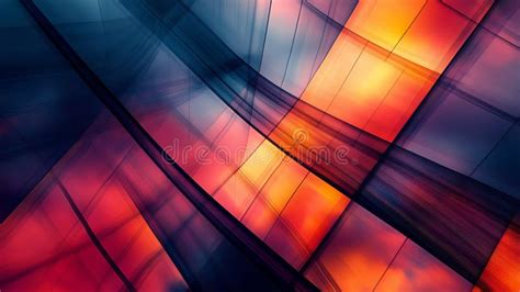 Abstract Image With Vibrant Blue And Orange Overlapping Grids Creating A Fluid Dynamic Pattern
